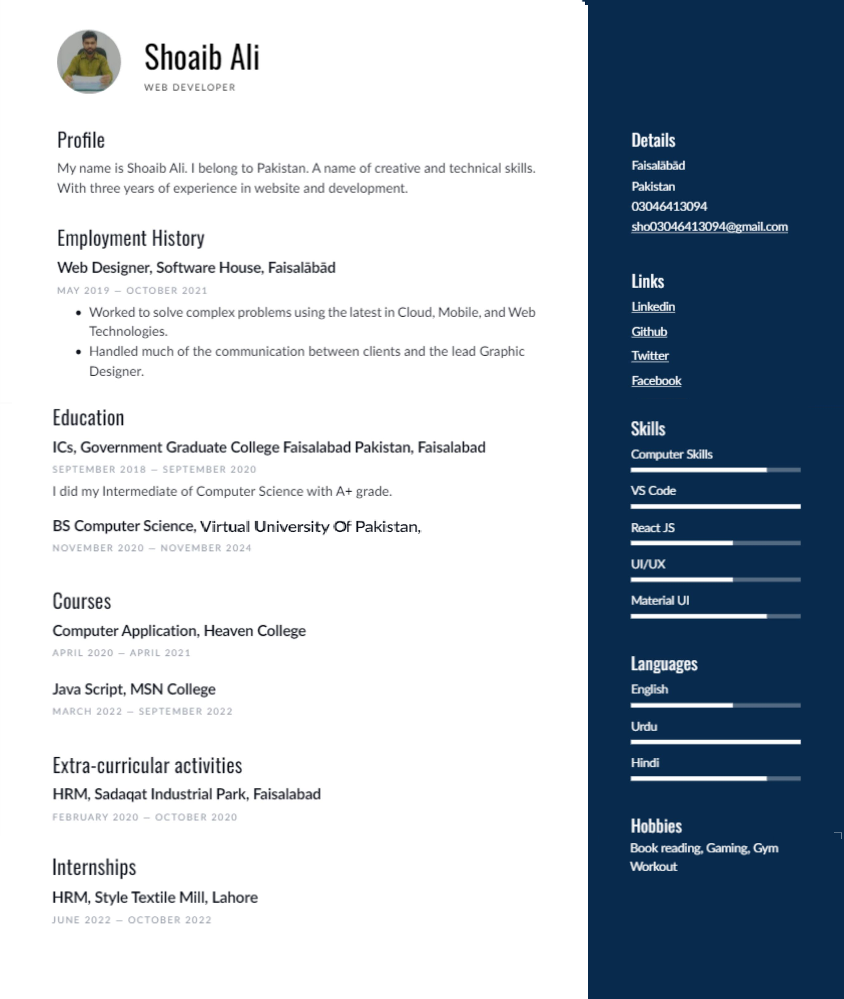 Portfolio | Shoaib Ali